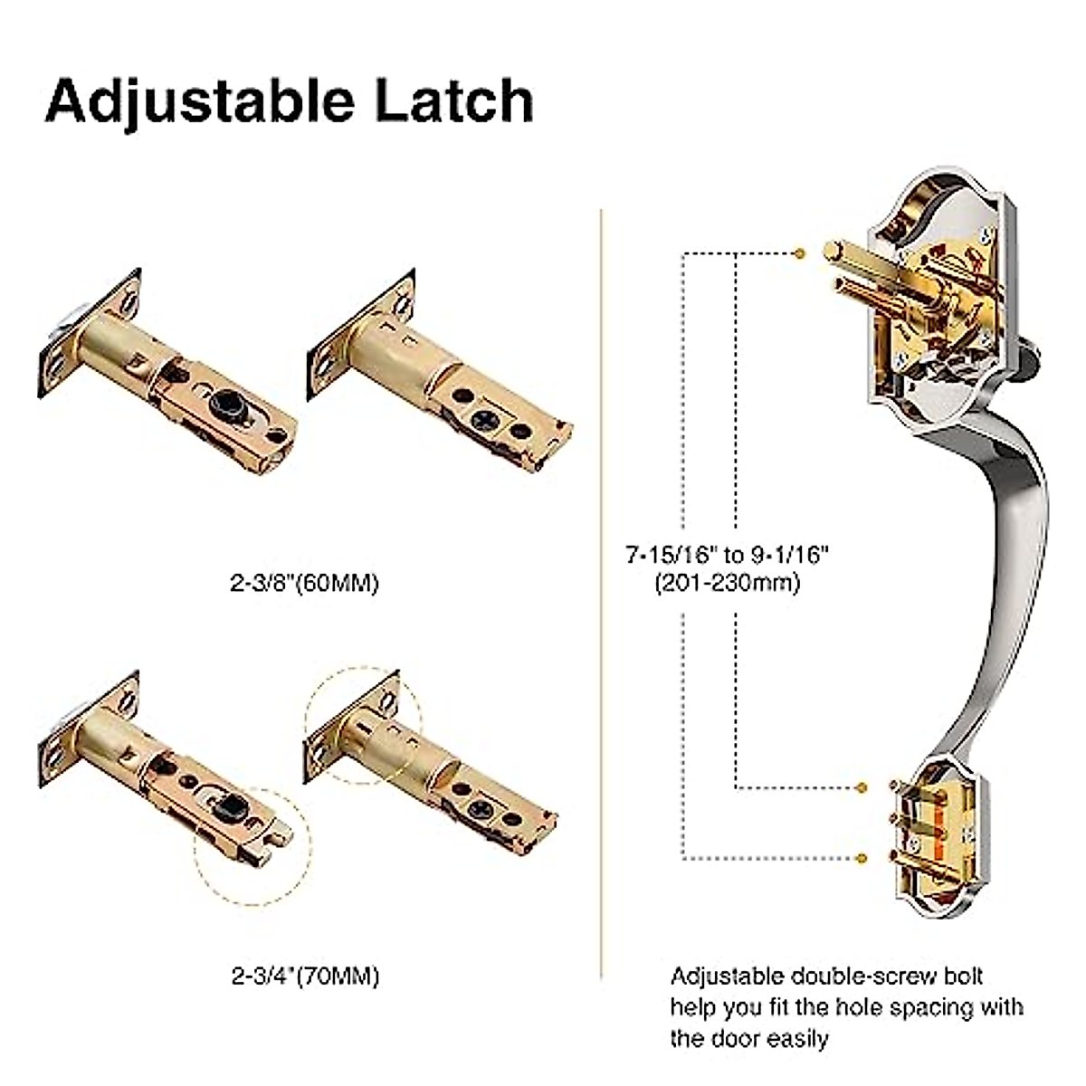 Brightify Satin Nickel Front Door Handle, Satin Nickel Door Handle with Door Lever, Modern Front Door Handle Set, Adjustable Deadbolt Lock Set with Single Cylinder, Reversible for Right&Left