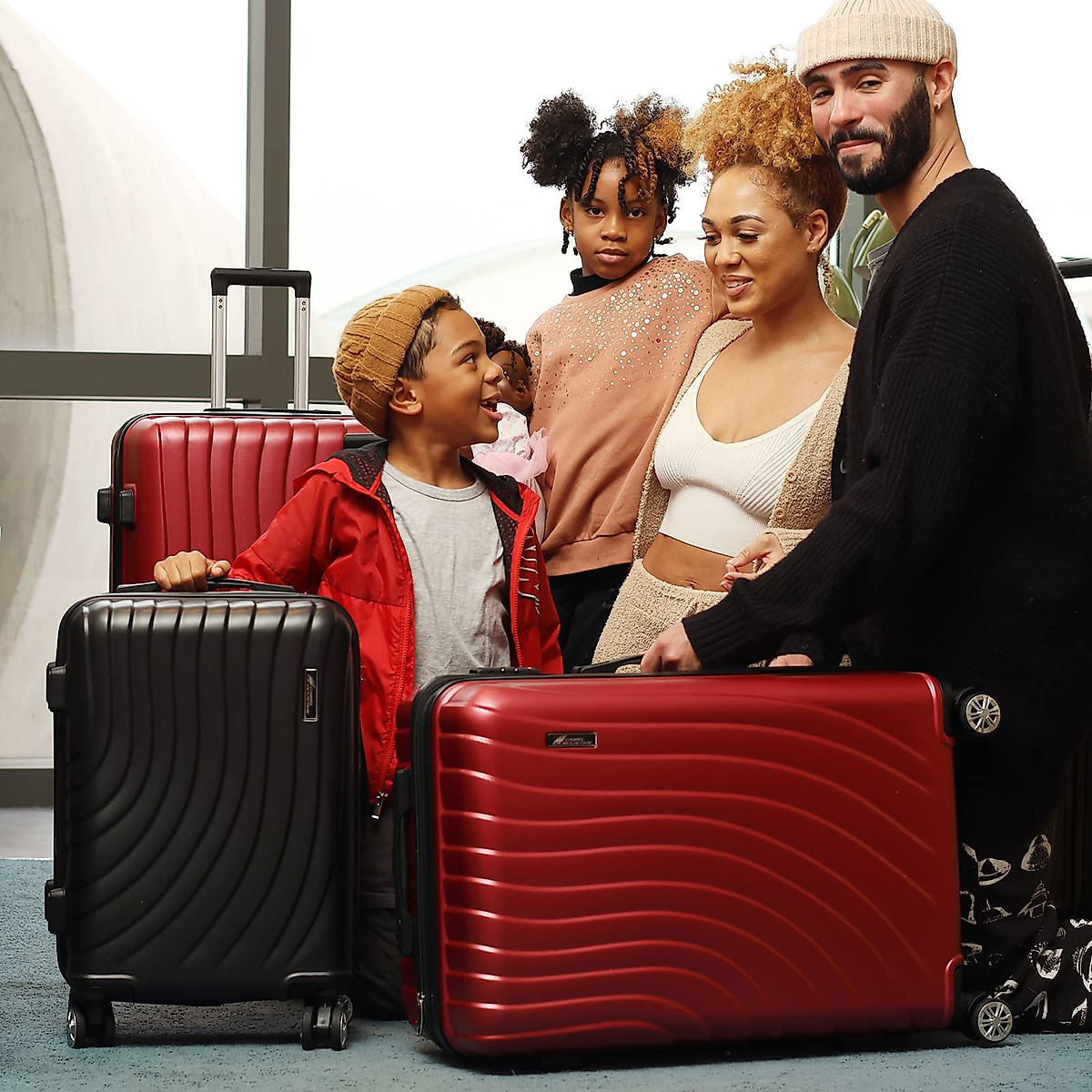 M Camel Mountain Luggage Sets 3 Piece Lightweight Durable Expandable Hard Shell Suitcase Set with TSA Lock Double Spinner Wheels (Red)