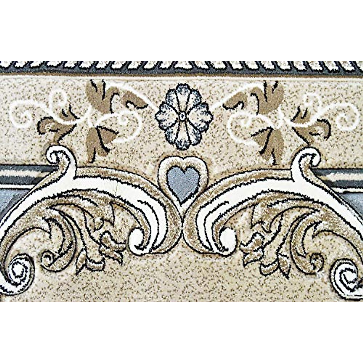 PlanetRugs Glamour Design 206 3D Hand Carved Traditional Rug Oriental Floral 7'9''x10'8'' Grey Beige