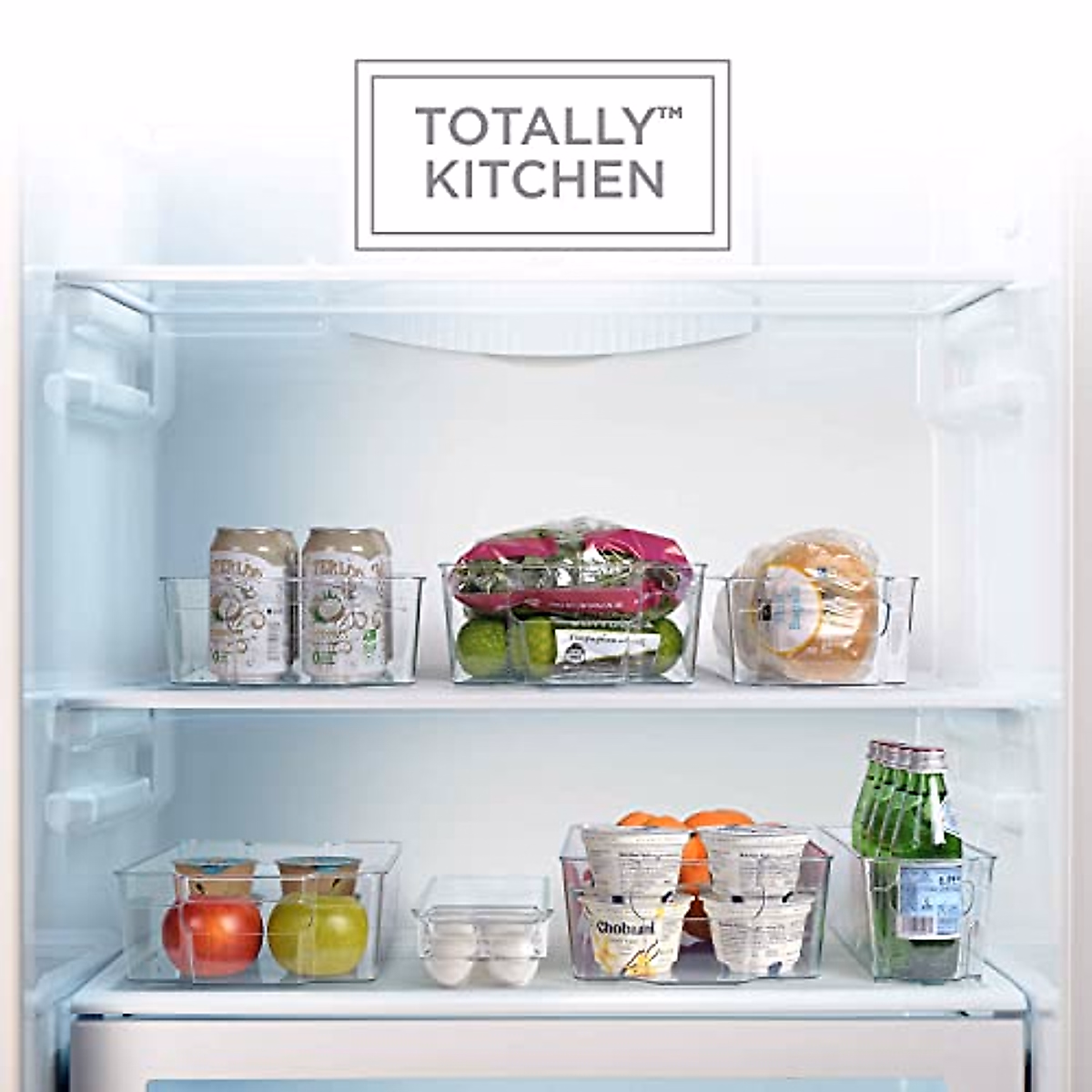 Totally Kitchen Egg Holder for Refrigerator, Fridge Organizers and Storage Clear, BPA-Free Plastic Storage Containers with Lid & Handles, 14 Eggs Tray Bins