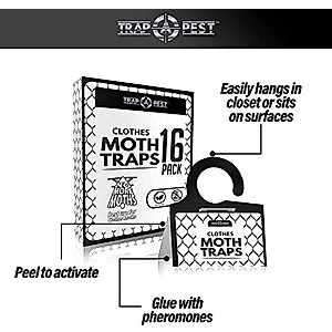 Clothing Moth Traps 16 Pack - Non Toxic Moth Traps for Clothes with Pheromone Attractant - Closet Moth Traps Odorless Sticky Traps for Closet, Carpets - Trap a Pest