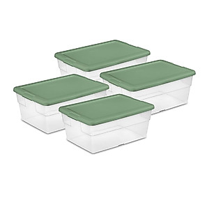 Sterilite Multipurpose 16 Quart Clear Plastic Storage Tote Container Bins with Opaque Lids for Home and Office Organization, (4 Pack)