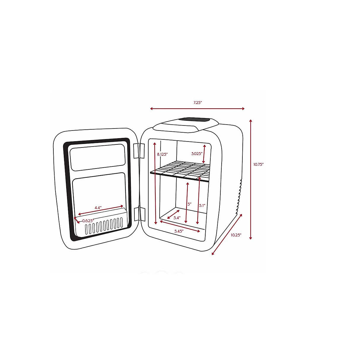 Cooluli Skincare Mini Fridge for Bedroom - Car, Office Desk & Dorm Room - Portable 4L/6 Can Electric Plug In Cooler & Warmer for Food, Drinks, Beauty & Makeup - 12v AC/DC & Exclusive USB Option, White