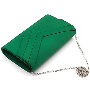 Milisente Clutch Purse for Women, Suede Envelope Evening Purses Crossbody Shoulder Clutch Bag (Green)