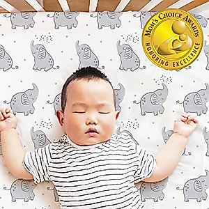 The Peanutshell Elephant Fitted Crib Sheet Set - 4 Pack - Grey, White & Green