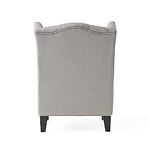 Great Deal Furniture Clarice Tall Wingback Tufted Fabric Accent Chair, Vintage Club Seat for Living Room (Silver)