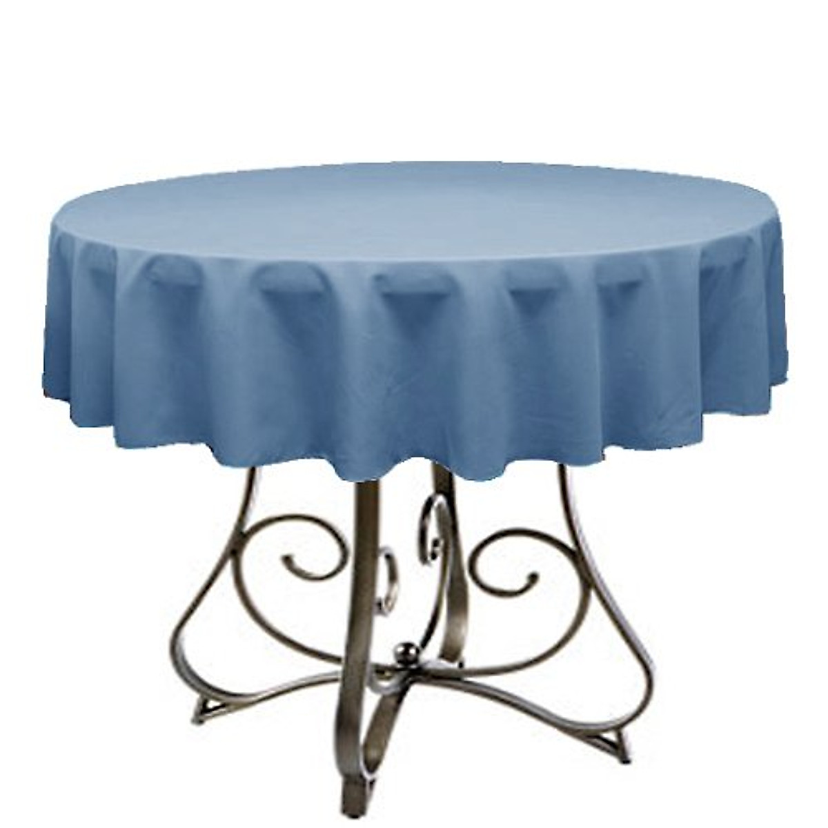 New Creations Fabric & Foam Inc, 60" Round Polyester Poplin Tablecloth, for 48" Small Round Table, (Steel Blue)