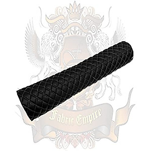 Vinyl Soft Grain Fine Thread Quilted Foam Fabric with 3/8" Foam Backing Upholstery / 52" Wide/Sold by The Yard/FABRIC EMPIRE - Black, White Thread Diamond 2" x 2"