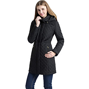 BGSD Women Angela Waterproof Quilted Parka Coat Novelty Winter Jacket Black X-Large