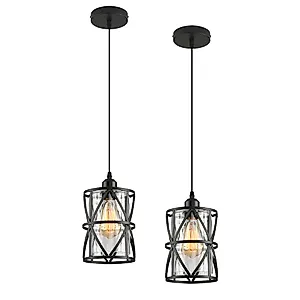CAFULAM Black Pendant Lighting Modern Pendant Light, Adjustable Pendant Light Fixture,Pendant Lights Kitchen IslandLight (2-Pack)