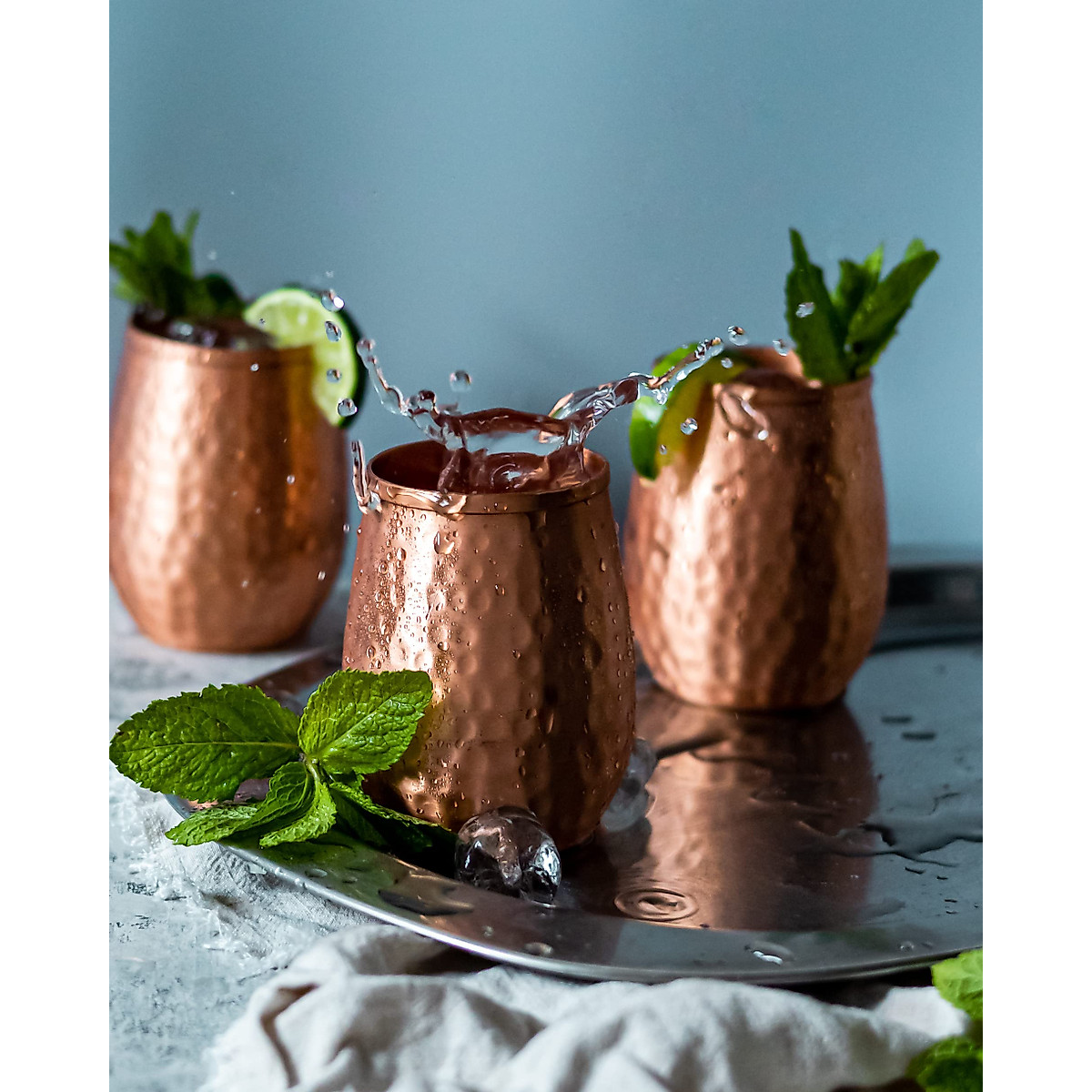 Kosdeg Copper Cups - 12 Oz set of 4 - A Unique Way To Enjoy Wine - The Perfect Pure Copper Tumbler for Water - Copper Drinking Cups Better Than Glasses or Plastic - Moscow Mule Copper Cup For Drinking