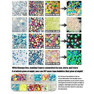 Nano Tape Bubble Kit, Super Elastic Bubble Balloons with 5pcs Straw, 2pcs Clamps, Stickers,12 Kinds of Glitter with Storage Box, Nano Tape Plastic Bubble Balloon DIY Craft Kit for Boys, Girl