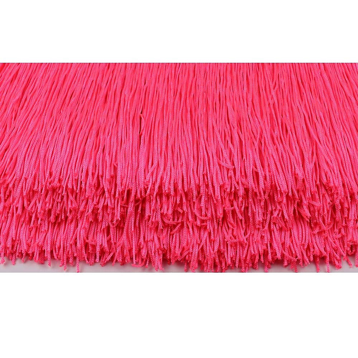 Heartwish268 Fringe Trim Lace Polyerter Fibre Tassel 12inch（″） Wide 10 Yards Long for Clothes Accessories and Latin Wedding Dress and DIY Lamp Shade Decoration Black Fluorescent Peach