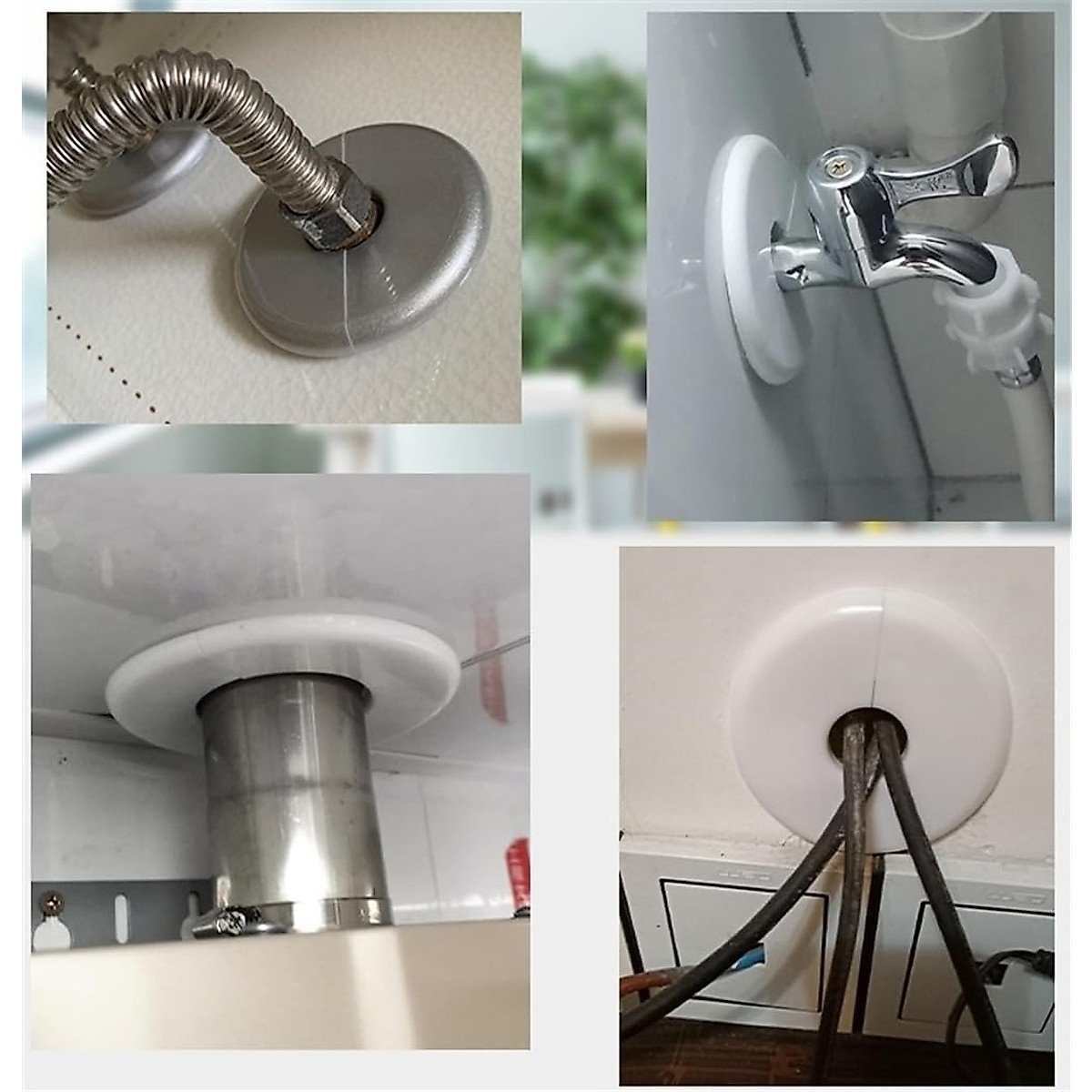 2 pcs Wall Split Flange Self-Adhesive tape Round Escutcheon Various pipes Plate Cover for Water Pipe Faucet Decoration Accessories (33mm/1.32in)