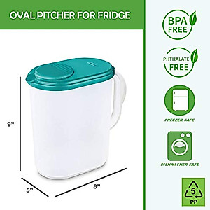 Tribello Pitcher with Lid 1 Gallon, Slim Clear Plastic Water Pitcher with Pivot-top Spout Lids, Iced Tea Pitcher for Fridge, Freezer/Dishwasher Safe, and BPA/Phthalate Free - Made in USA