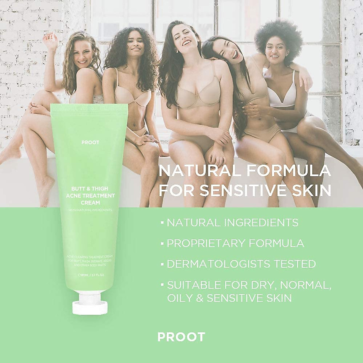 Butt Acne Treatment Cream in Tube Type | Travel Friendly | Clears Acne, Ingrown Hairs, Zits, Razor Bumps, Blackheads and Dark Spots for the Butt, Thigh and Other Sensitive Area | Prevents Future Breakouts