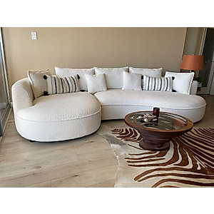 kevinplus 125'' Curved Sofa Couch Cloud Boucle Couch with Chaise Lounge for Living Room, L-Shape Modern Sectional Luxury Upholstery 5-Seat Sofa Couch for Apartment (Left-Facing, Boucle Beige)