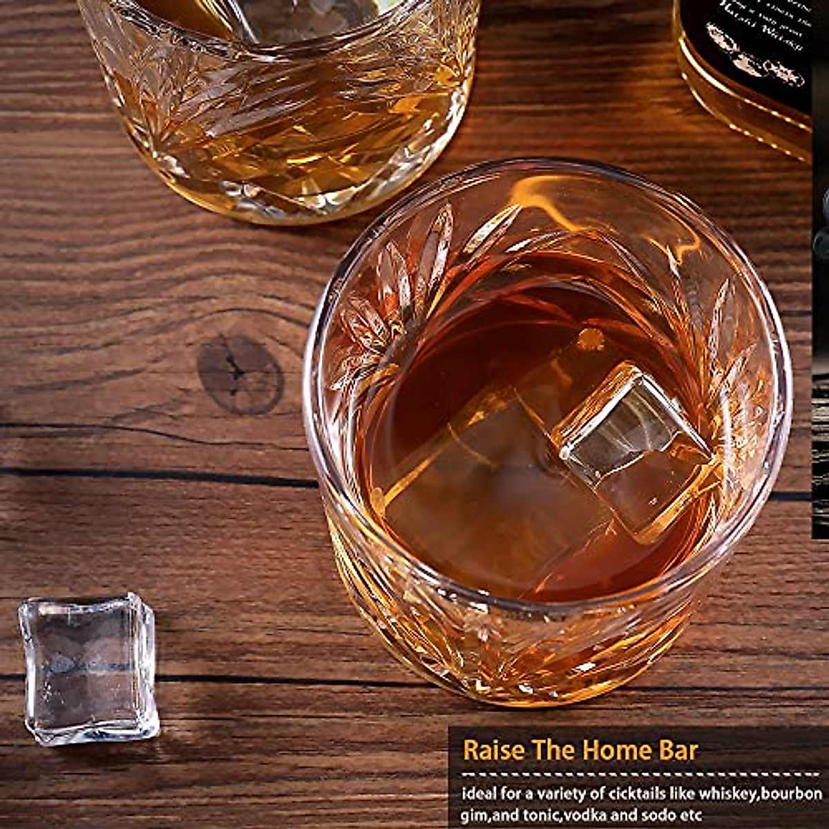 Whiskey Glasses Set of 6-10oz Premium Crystal Whiskey Glass, Rock Style Old Fashioned Glass For Drinking Scotch, Bourbon, Cognac, Irish Whisky and Old Fashioned Cocktails