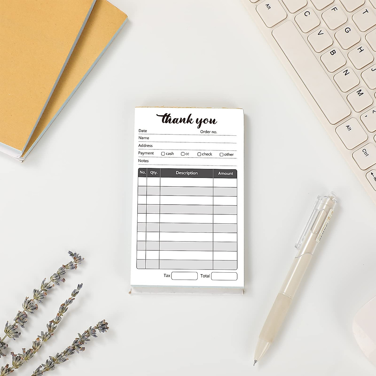 Ctosree 20 Pack Thank You Receipt Book for Small Businesses 3.5x5.5 Inch 2 Part Carbonless White Yellow Receipt Pad, 100 Sheets Per Pad