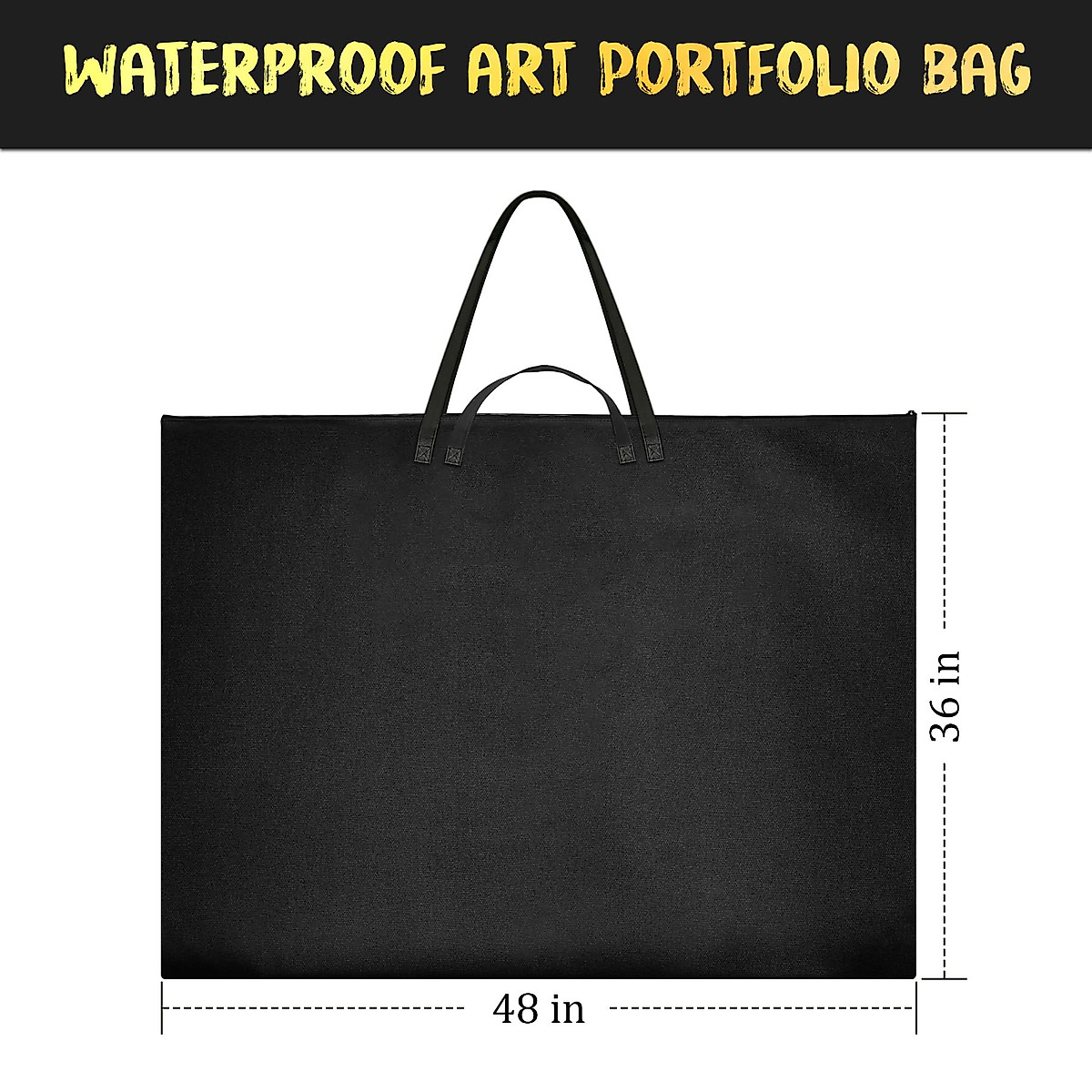 Nufiwra 48 x 36 Inch Waterproof Art Portfolio Bag, Large Art Supply Tote with Nylon Shoulder Strap, Poster Board Storage, and Sketch Bag for Artwork