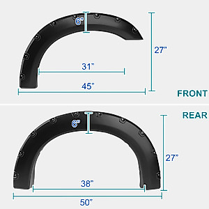 Spec-D Tuning 4PC Front + Rear Black Fender Flare Wheel Cover Compatible with 1999-2007 Ford F250 F350 F450 Super Duty