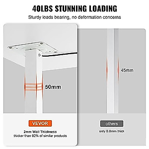 VEVOR 28"-44" Gas-Spring Height Adjustable Sit-Stand Desk 4 360° Swivel Wheels (2 Lockable) Portable Rolling Laptop Table Computer Cart for Home Office School, 40LBS Loading, 27.1 x 18.9 inch, White