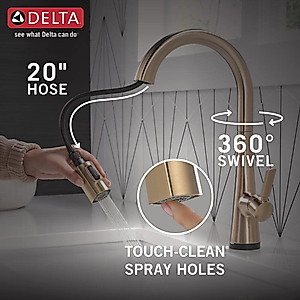 Delta Faucet Monrovia Gold Kitchen Faucet Touch, Touch Kitchen Faucets with Pull Down Sprayer, Kitchen Sink Faucet, Delta Touch2O Technology, Lumicoat Champagne Bronze 9191T-CZ-PR-DST