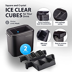 BERLINZO Premium Clear Ice Ball Maker Mold And Additional Silicone Ice Mold - Whiskey Large Clear Ice Cube Maker 2 Inch - Large Whiskey Ice Maker