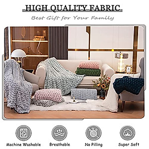 HT&PJ Throw Blanket Super Soft Fluffy Faux Fur Blankets Premium Sherpa Backing Warm Decorative for Bed, Sofa, Couch - Green, 50x60in