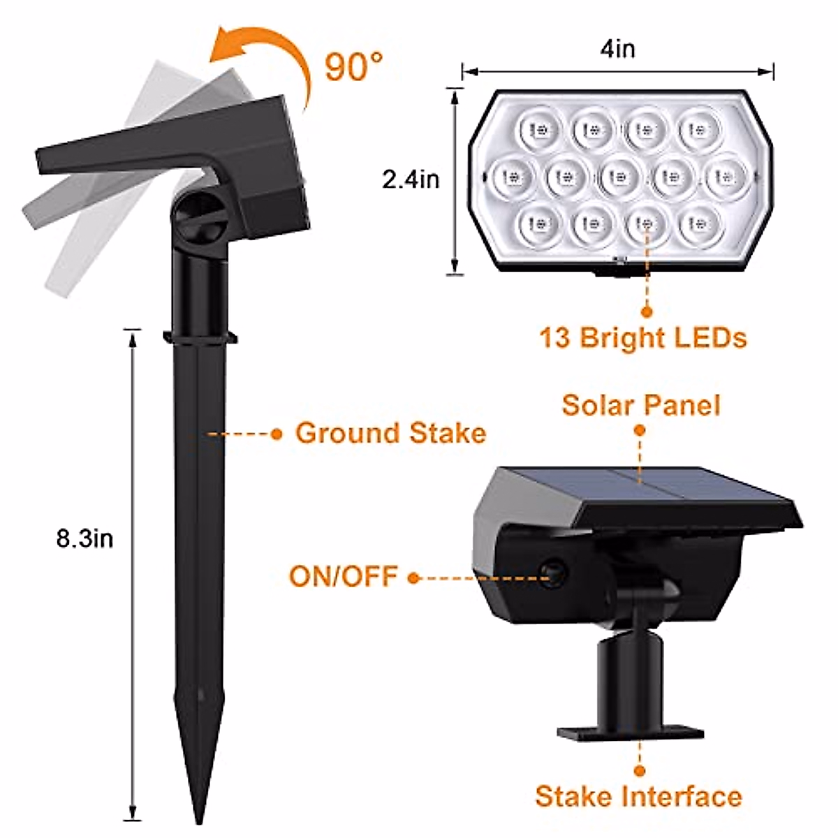 Solar Spot Lights Outdoor Color Changing, [7 Modes/6 Pack] Christmas IP65 Waterproof Landscape Spotlights, Dusk to Dawn Solar Powered Security Light for Patio Gate Walkway Pool Garden Yard Driveway