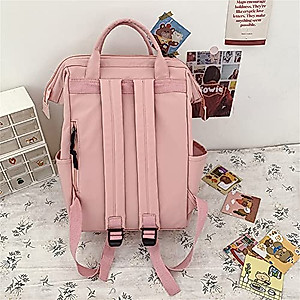 Kawaii Big Capacity Backpack with Kawaii Pin and Accessories, Cute Aesthetic Backpack Teen Girls Backpacks for School (Pink)