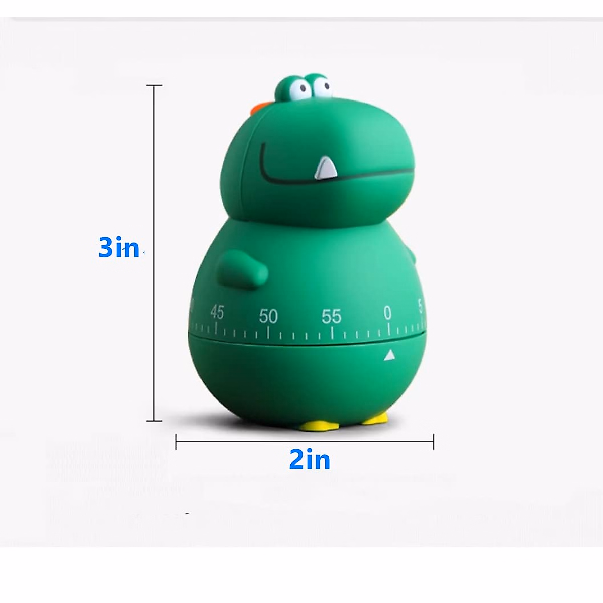 Cute Dinosaur 100% Mechanical Egg Kitchen Timer for Kids Cooking/Reading/Classroom/Do Sports(Dinosaur, Green)