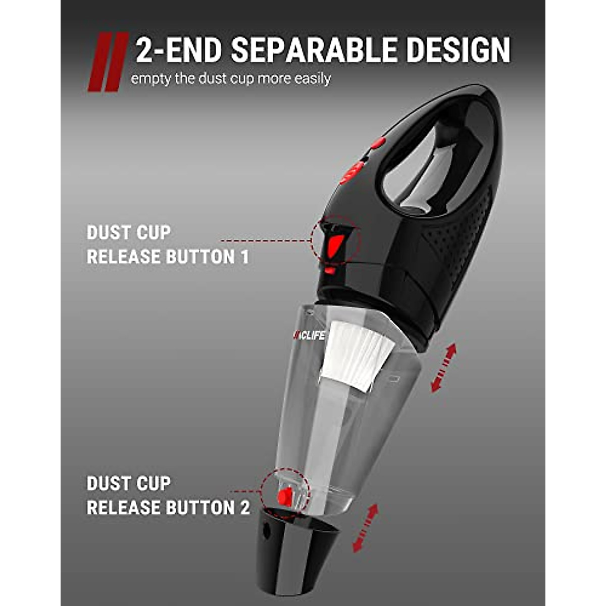 VacLife Handheld Vacuum, Car Vacuum Cleaner Cordless, Red (VL188-N)