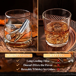 Dusor Gifts for Dad, 6Pc Reusable Whiskey Stones, Whiskey Gifts for Men, from Daughter, Wife, Son, Mens Gifts for Him, Birthday Gifts for Men, Gifts for Dad Who Wants Nothing