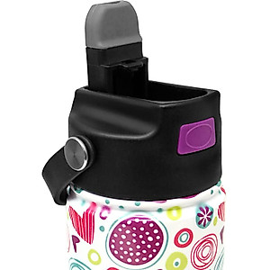 Hydraflow Hybrid Kids Water Bottle with Flip Straw Lid and Boot - Triple Wall Vacuum Insulated Water Bottle (14oz, Flower Hearts) Stainless Steel Metal Thermos, Reusable Leak Proof BPA-FREE