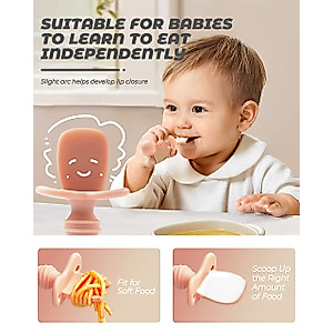 3 Pcs Baby Utensils, Baby Spoons Self Feeding 6 Months with Baby Fork and Silicone Baby Cup, Baby Utensils 6-12 Months, Toddler Utensils for Baby Led Weaning (Blush)…