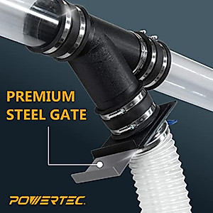 POWERTEC 70135V 4" Aluminum Blast Gate for Dust Collector, Dust Collection Fittings