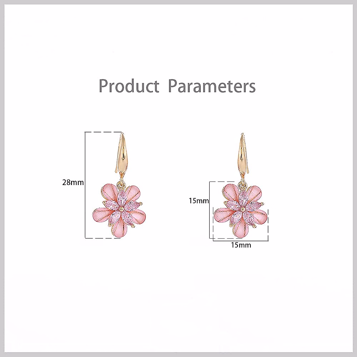 3A Cubic Zirconia Cherry Flower Dangle Earrings for Women Girls Hypoallergenic Retro Charm Crystal Blossom Drop Dangling Hook Stud Vintage Elegant Wedding Birthday Mother's Day Dainty Jewelry