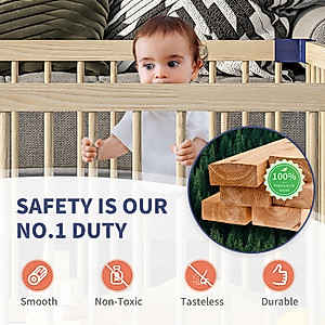 Linor Baby Playpen, Wooden Baby Playpen with Safety gate, 70.8"x59" Extra Large Playpen for Babies and Toddlers, Baby Play Yards, Playpen for Twins, Children, 100% Natural Wood