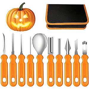 ONEVER Pumpkin Carving Kit Tools Halloween, Professional Heavy Duty Carving Set Pumpkin Carving Knife, Stainless Steel Double-side Sculpting Tool Carving Kit for Halloween Decoration for Halloween