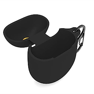 METEQI Silicone Case Compatible with Google Pixel Buds Pro (2022) Protective Cover with Carabiner (Black)