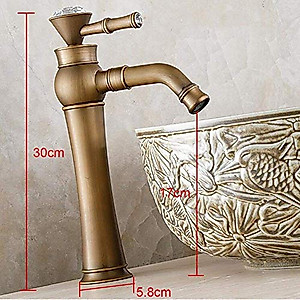 OQPJMYZ Antique Brass Brushed Retro Bath Faucet Bathroom High Basin Mixer with 360 ° Rotary Spout Vintage Retro Antique Nostalgic Country Style Mixer Tap,Kitchen Sink Taps Needed (Bronze)
