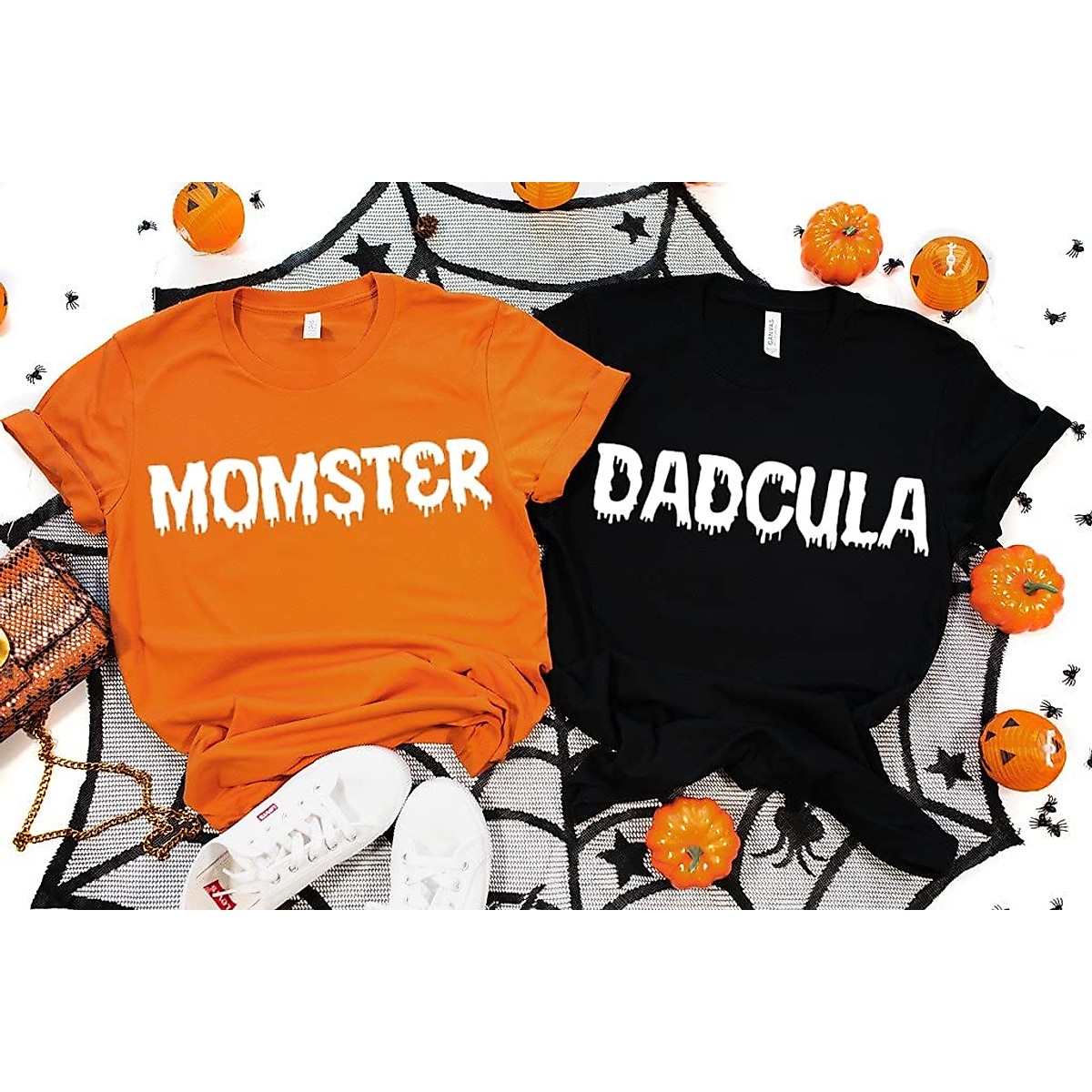 Halloween Parent Shirt, Momster and Dadcula Couples Tee, Halloween Gift for Mom and Dad, Funny Creative Outfit T-Shirt, Gift for Parent, Halloween Party Gift from Children