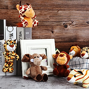 HyDren 18 Pcs Mini Stuffed Forest Animals Bulk Jungle Animal 4.8 Inch Cute Funny Toys Lion Tiger Elephant Giraffe Leopard Monkey Plush Set for Animal Themed Parties Achievement Award(Lovely Style)