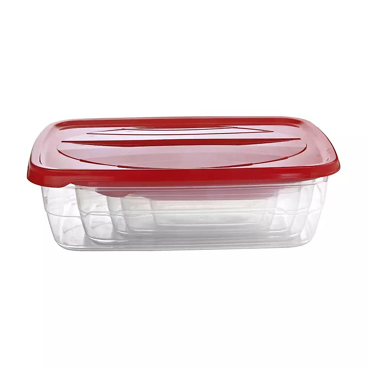 Dialust Rectangular Plastic Food Storage Container with Air Tight Lid Kitchen Food Container Meat Box Fridge and Freezer Storage Boxes Bowl - 225ml, 325ml, 650ml, 1250ml, 2200ml, 3500ml, 6 Pcs, Clear