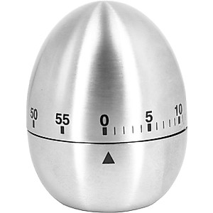 Egg Kitchen Timer Stainless Steel Metal Mechanical Cooking Timer 60 Minute Silver for Kids Cooking Tools