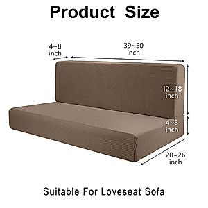 Tlswshsy RV Dinette Cushions Covers - Stretch Sofa Seat Slipcovers - Washable Loveseat Sofa Furniture Protector for Camper Car Bench (Camel 2 Backrest Covers & 2 Bench Covers)