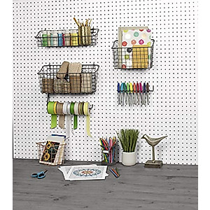 Spectrum Diversified 10" x 5" x 7" Pegboard & Wall Mount Basket, 10"L x 7"W, Industrial Gray