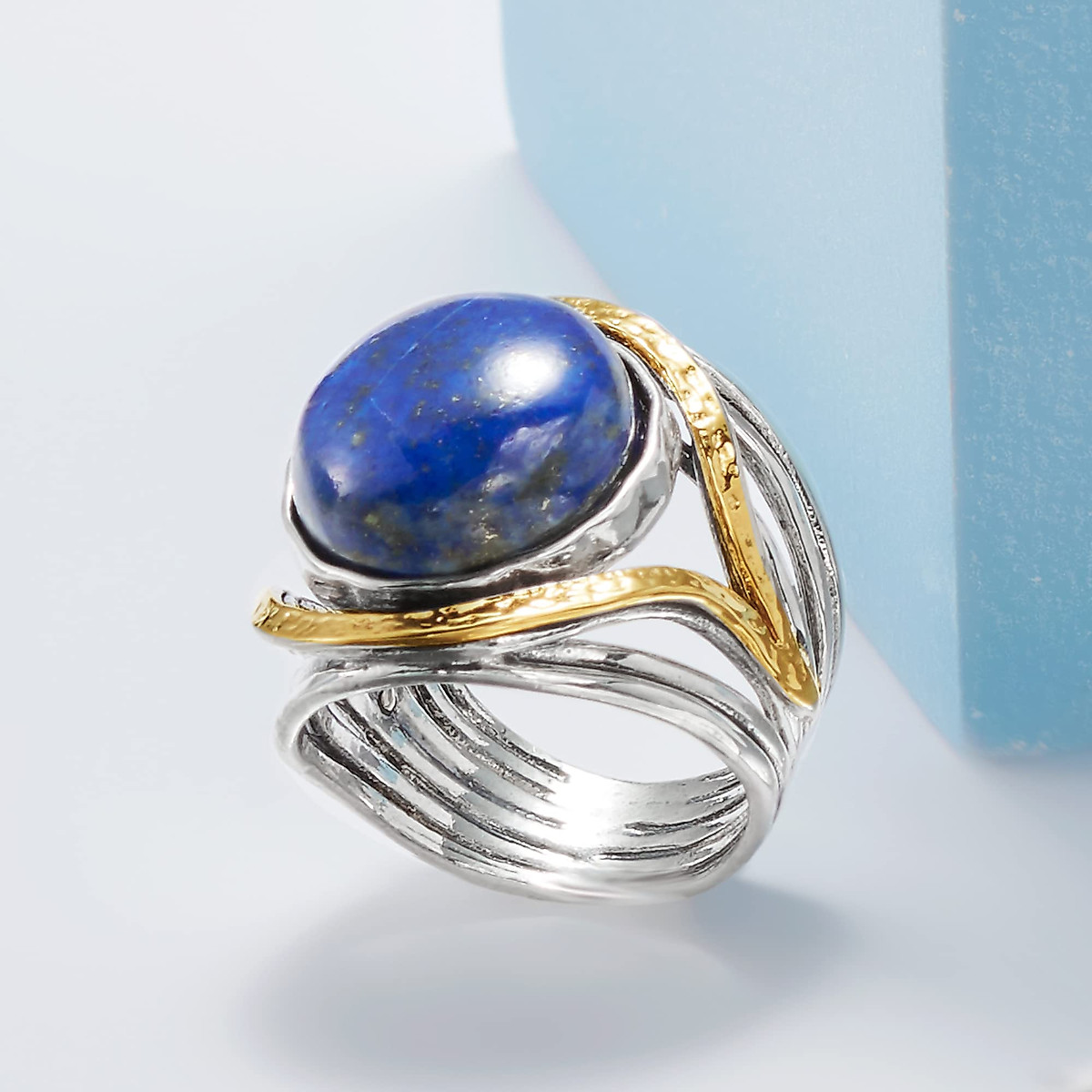 Ross-Simons Pearl or Gemstone Openwork Ring in Silver and 14kt Yellow Gold