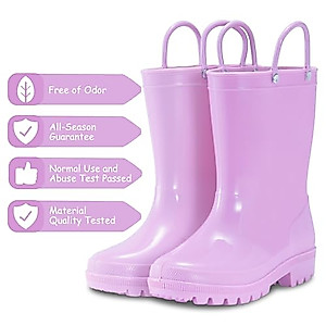 WILLPORT Kids Rain Boots with Easy-on Handles for Boys and Girls,Pastel Lilac,2 Little Kid